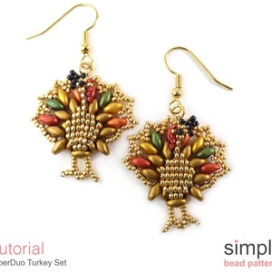 Beaded Turkey Earrings Pattern Tutorial, Superduo Earrings and Necklace ...