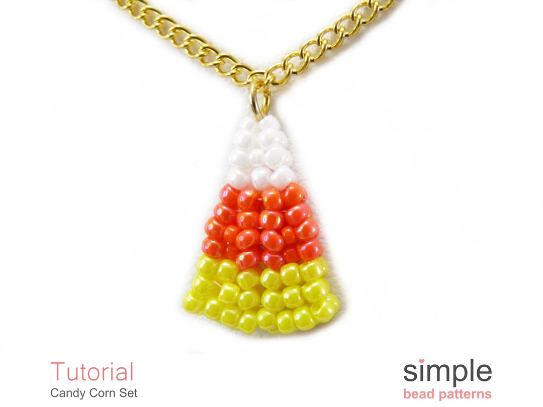 DIY Beaded Candy Corn Earrings and Necklace, Beadweaving Tutorials, DIY ...