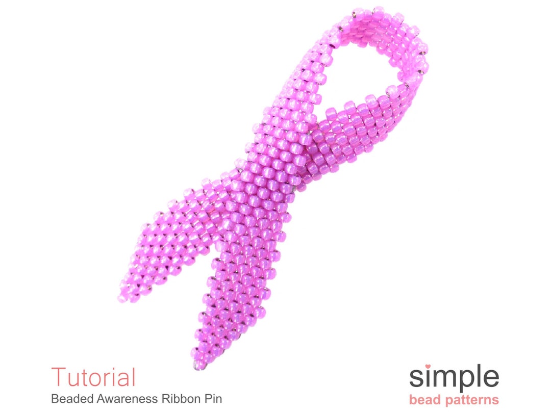 Breast Cancer Ribbon Tutorial PDF: "beaded Awareness Ribbon Pin" Design ...