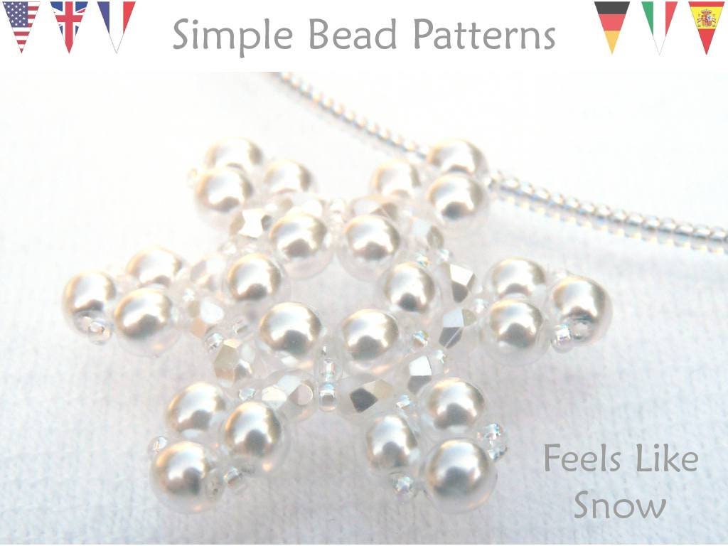 Pearl Snowflake Necklace Beading Pattern Snowflake Beading | Etsy