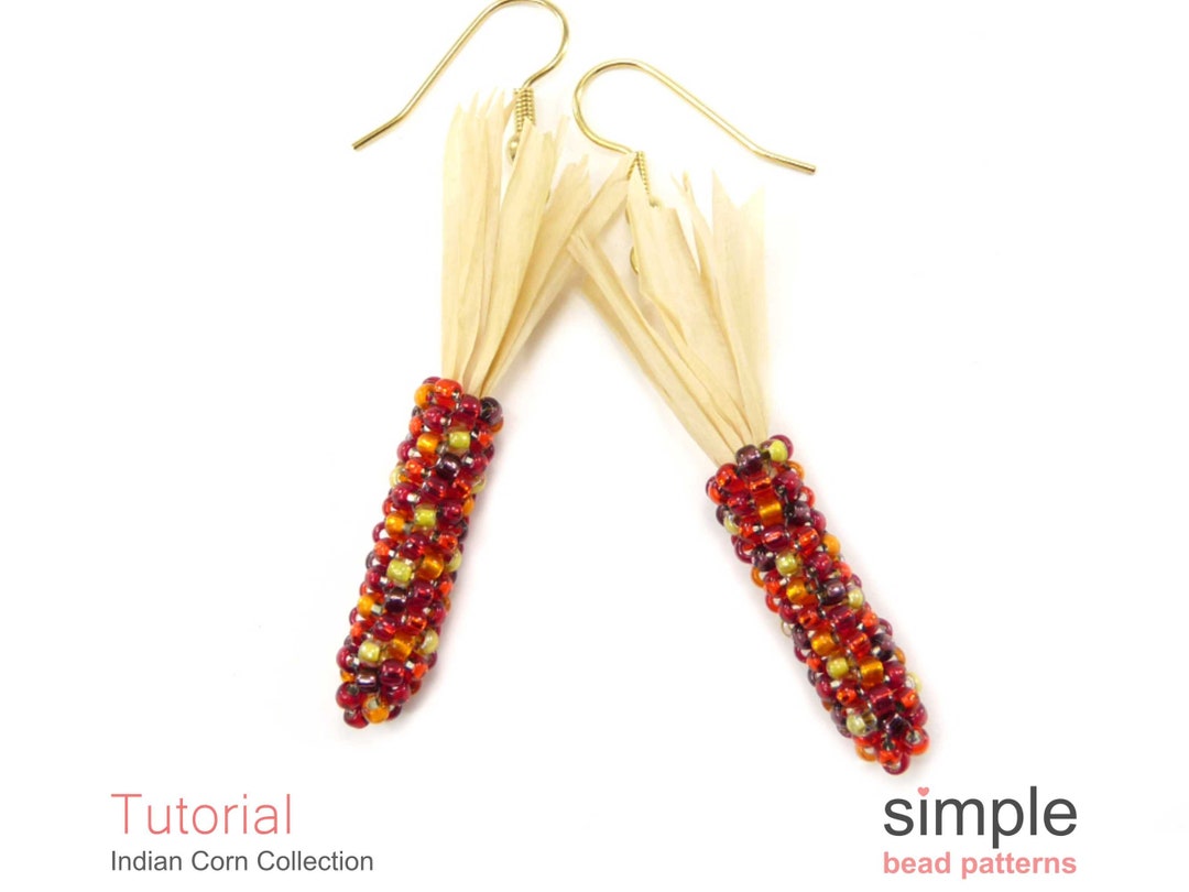 Beaded Indian Corn Earrings, Necklace, and Brooch Beading Patterns PDF ...