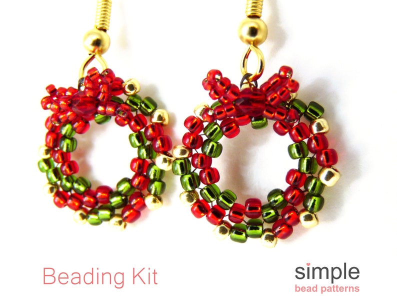 Christmas Beaded Wreath Earrings Beading Kit Jewelry Making | Etsy