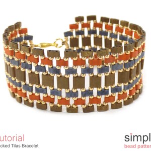 Tila and Half Tila Wide Beaded Bracelet Pattern, Half Tila Bead Patterns, Beadweaving Tutorial ...