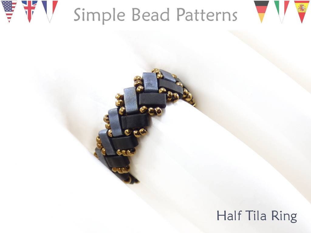 DIY Beaded Rings Pattern Half Tila Beading Tutorials and | Etsy