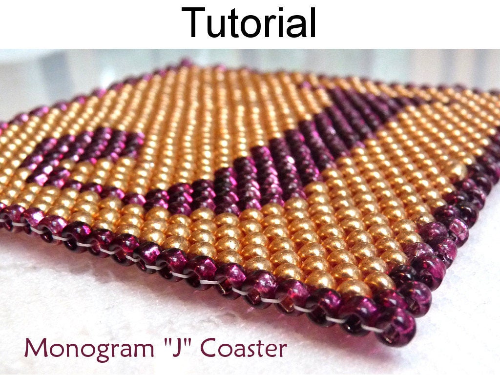 P-00264 Letter J Beaded Coaster Pattern Peyote Stitch Beading Pattern ...