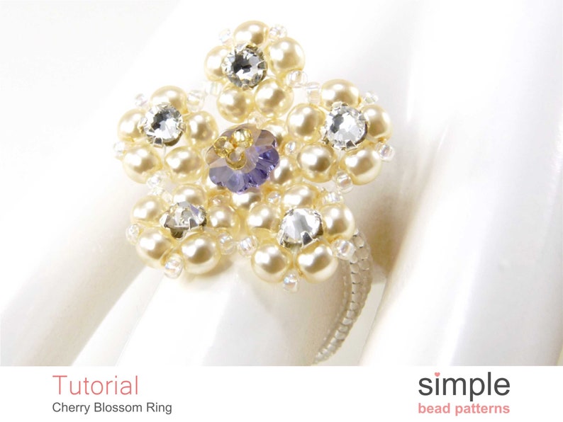 Cherry Blossom Ring Beading Tutorial Pattern Beaded Flower - Etsy