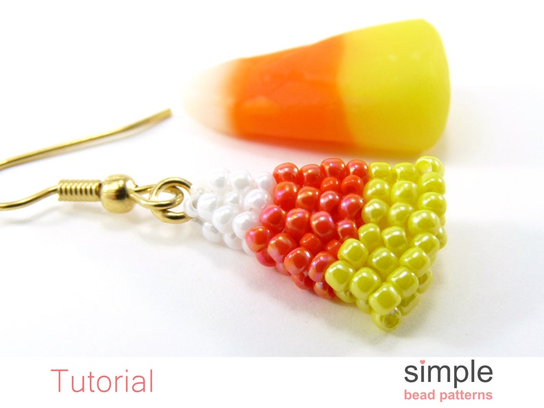 DIY Beaded Candy Corn Earrings and Necklace Beadweaving | Etsy