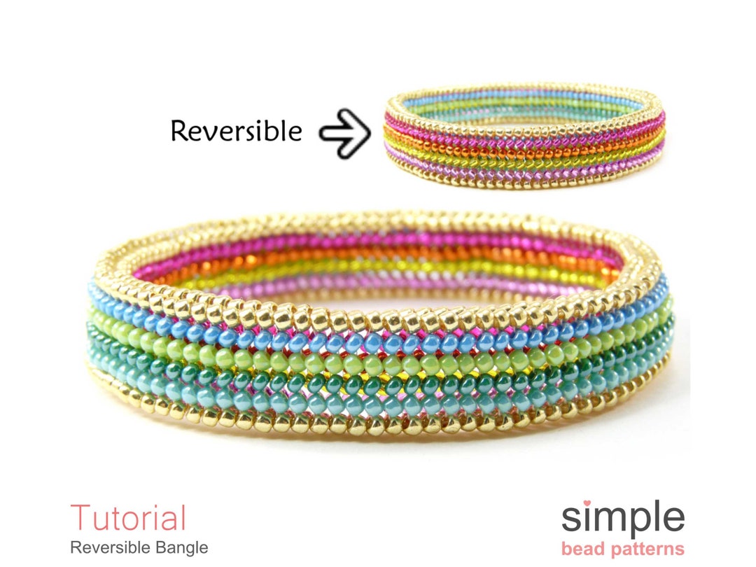 Bangle Bracelet Pattern, Beaded Bracelet Tutorial, Herringbone Stitch ...