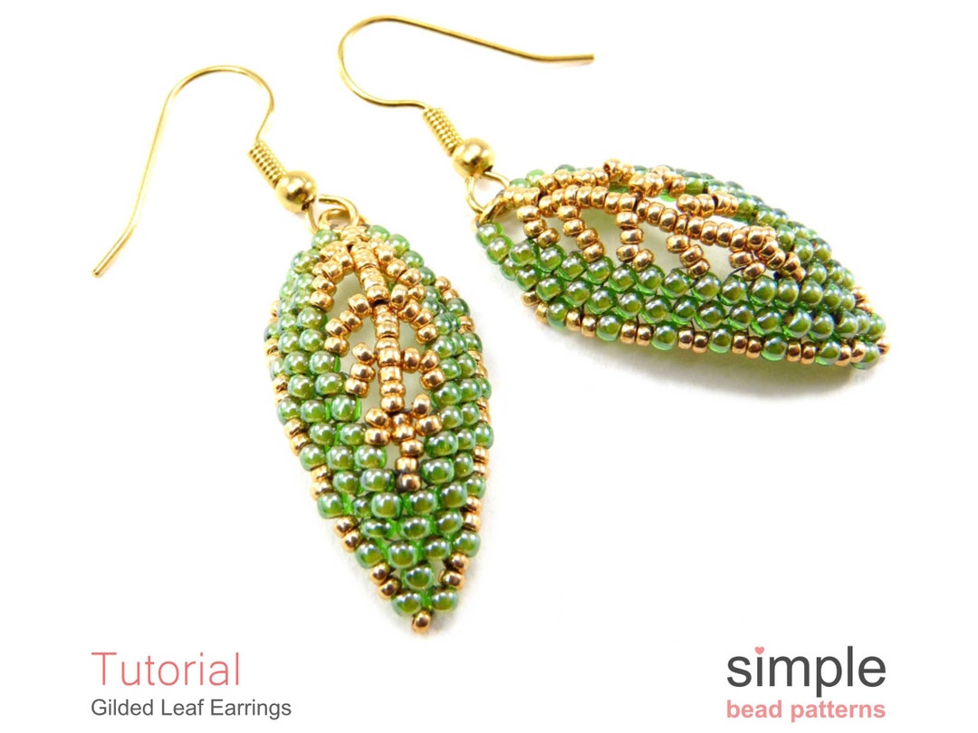 Diagonal Peyote Stitch Russian Leaf Earring Tutorial PDF: "gilded Leaf ...