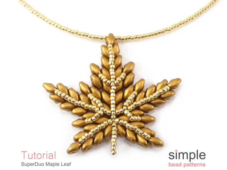 Autumn Beaded Maple Leaf Necklace Superduo Bead Patterns - Etsy