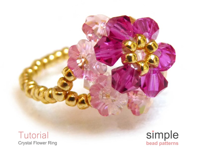 Swarovski Crystal Flower Ring Beading Tutorial Beaded Ring - Etsy