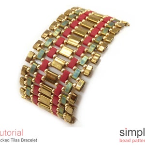 Tila and Half Tila Wide Beaded Bracelet Pattern, Half Tila Bead Patterns, Beadweaving Tutorial ...