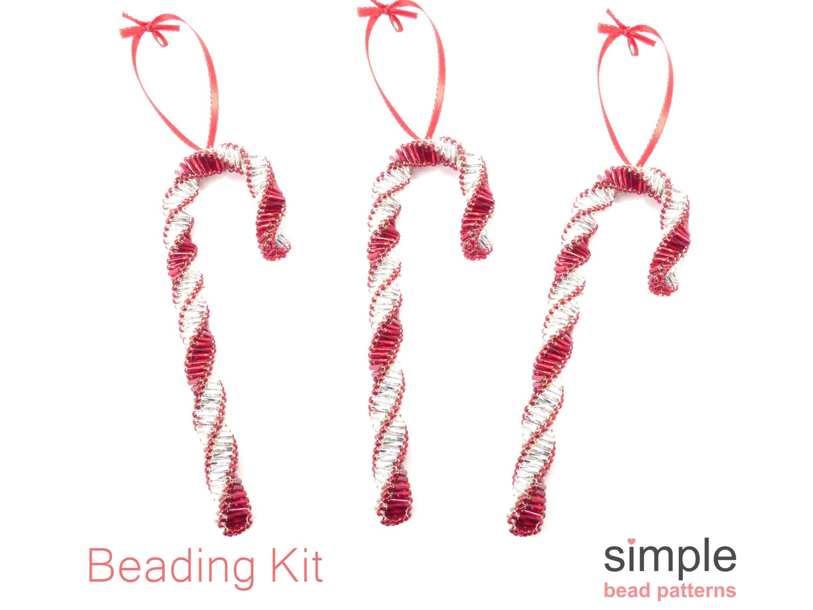 Beaded Candy Cane Ornament Kit Christmas Candy Cane Ornaments - Etsy