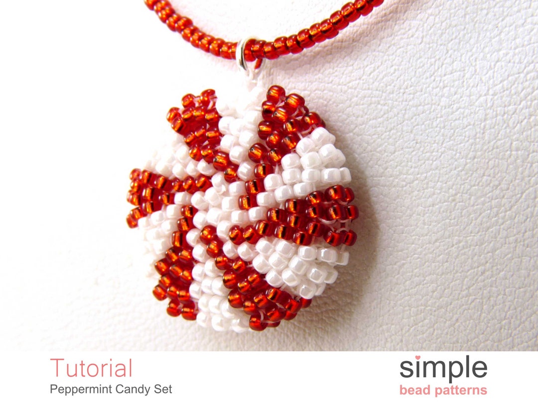 3D Beaded Peppermint Candy Earrings Necklace Patterns, Christmas ...