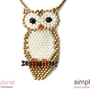 Beaded Owl Pattern, Beaded Owl Pendant Necklace Tutorial, Owl Bead Pattern, Beaded Gifts Ideas ...