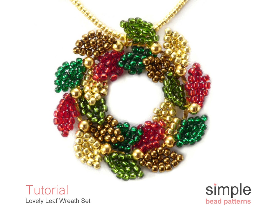 Christmas Wreath Seed Bead Patterns Earrings, Beaded Wreath Beading ...