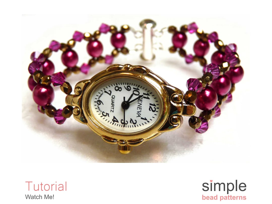 Beaded Watch Band Patterns and Tutorial, Beaded Watch Bracelet Pattern ...