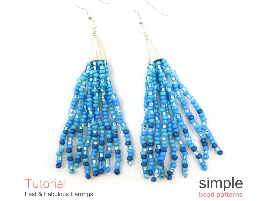Beaded Fringe Earrings Beading Pattern, Beaded Tassel Earrings Jewelry ...