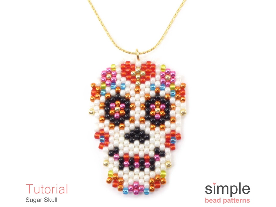 Beaded Sugar Skull Bead Patterns, Halloween Beading Day of the Dead ...
