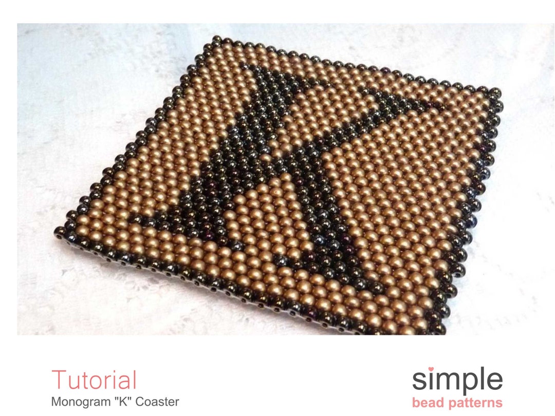 Letter K Beaded Monogram Coaster Pattern, Beadweaving, Peyote Stitch ...