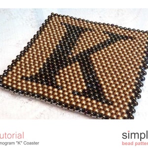 Letter K Beaded Monogram Coaster Pattern, Beadweaving, Peyote Stitch ...