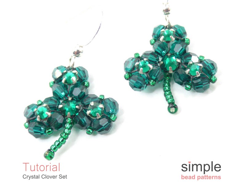 Beaded Shamrock Earrings & Necklace Beading Patterns Beaded - Etsy