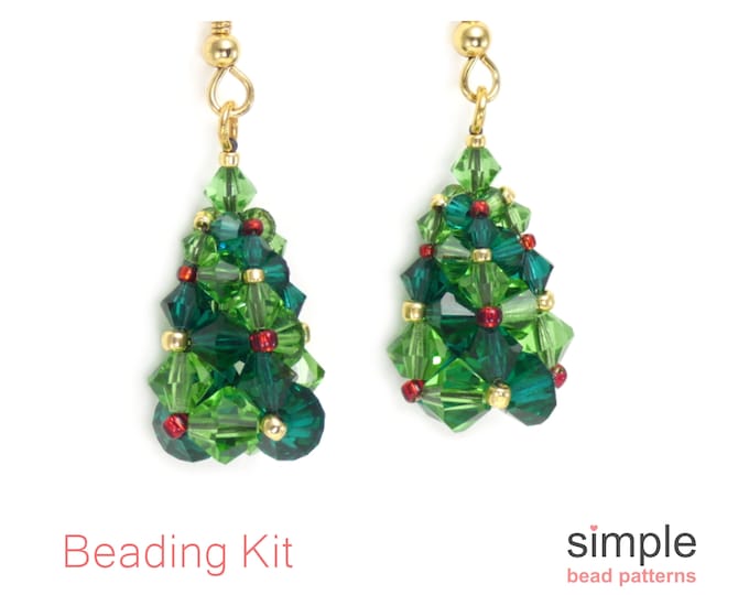 Jewelry Making Kit, Beaded Christmas Tree Earrings Kit, Christmas ...