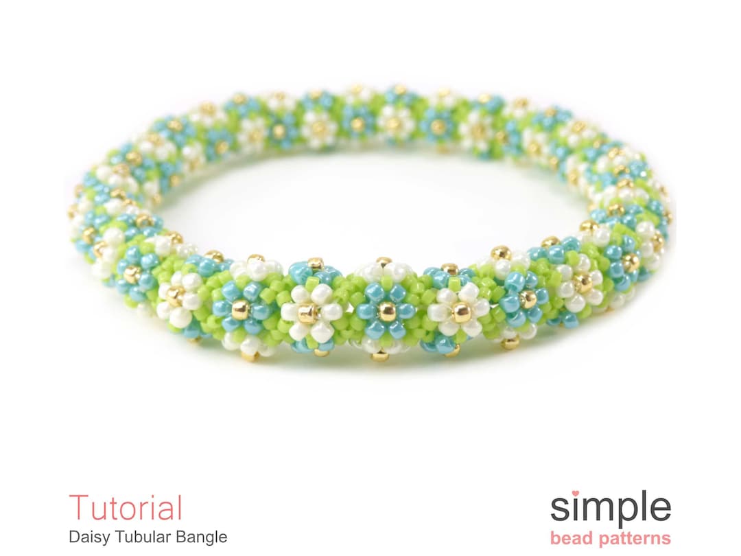 Daisy Chain Beaded Bracelet Tutorial, Daisy Stitch Beaded Bangle ...