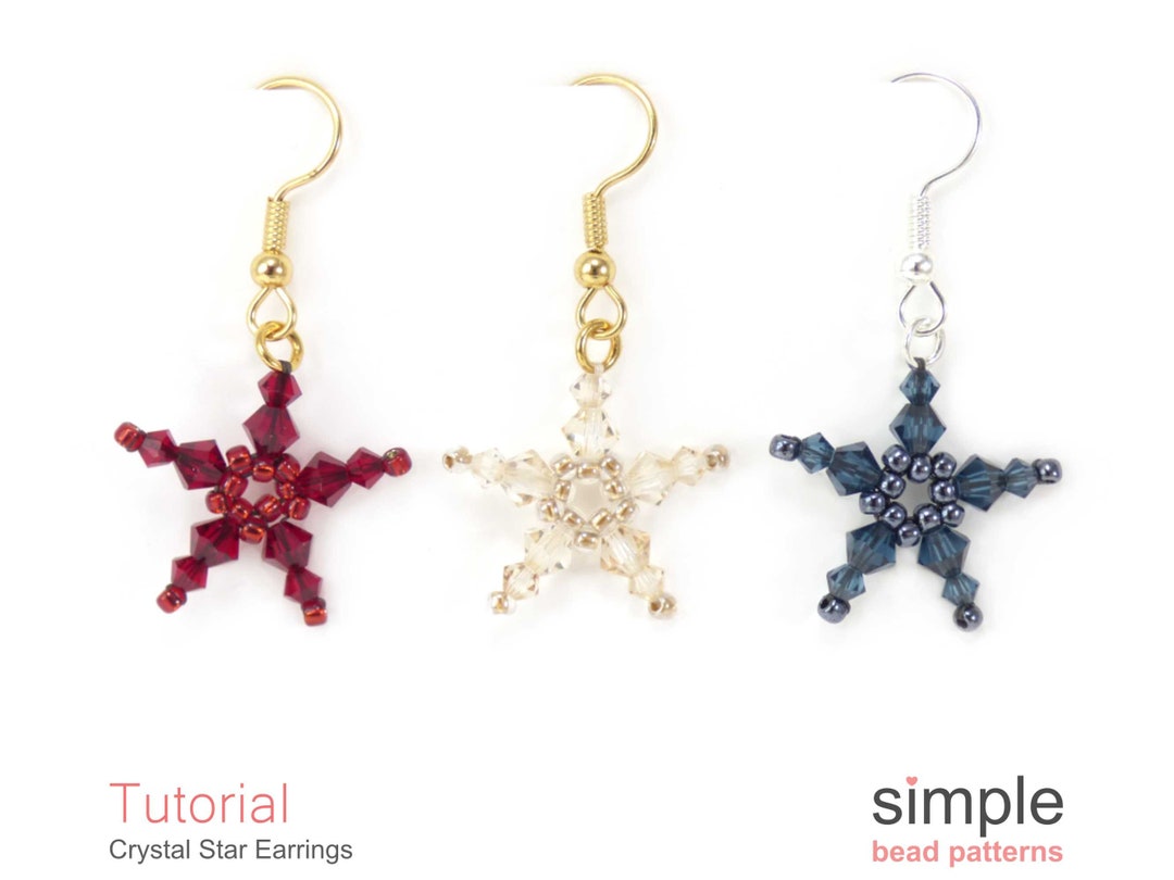 Beaded Star Earrings Beading Pattern and Tutorial for Beginners, DIY ...