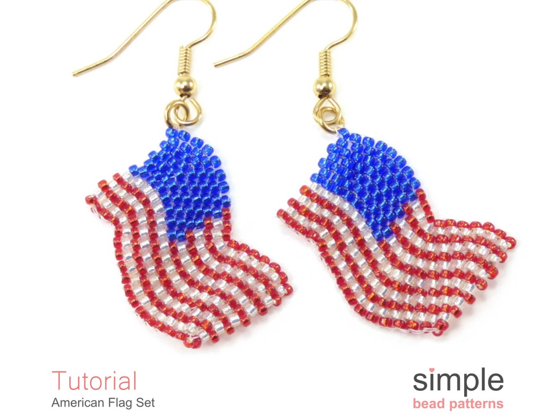 Beaded American Flag Earrings Pattern PDF: "american Flag Set" Design ...