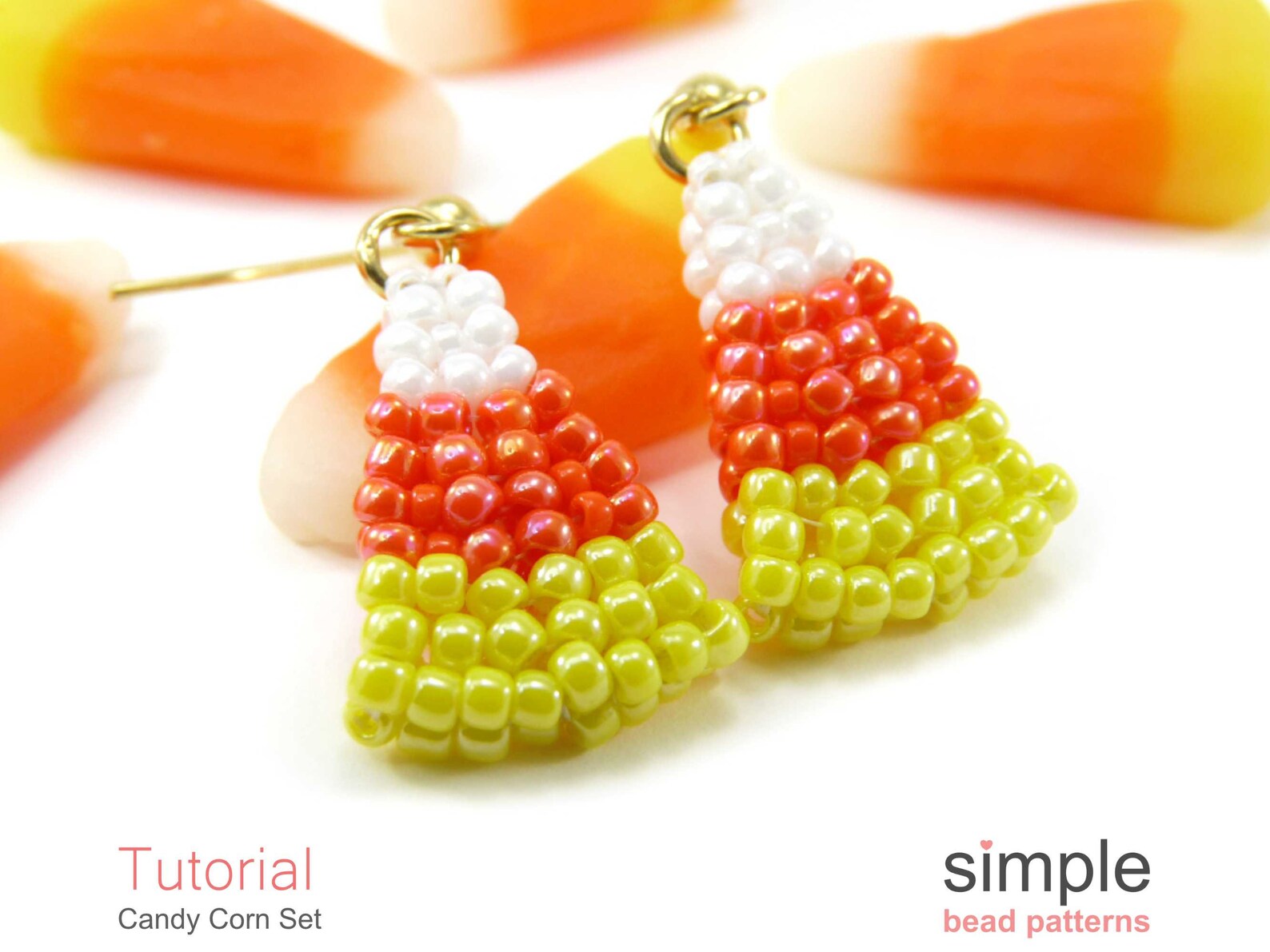 DIY Beaded Candy Corn Earrings and Necklace Beadweaving - Etsy
