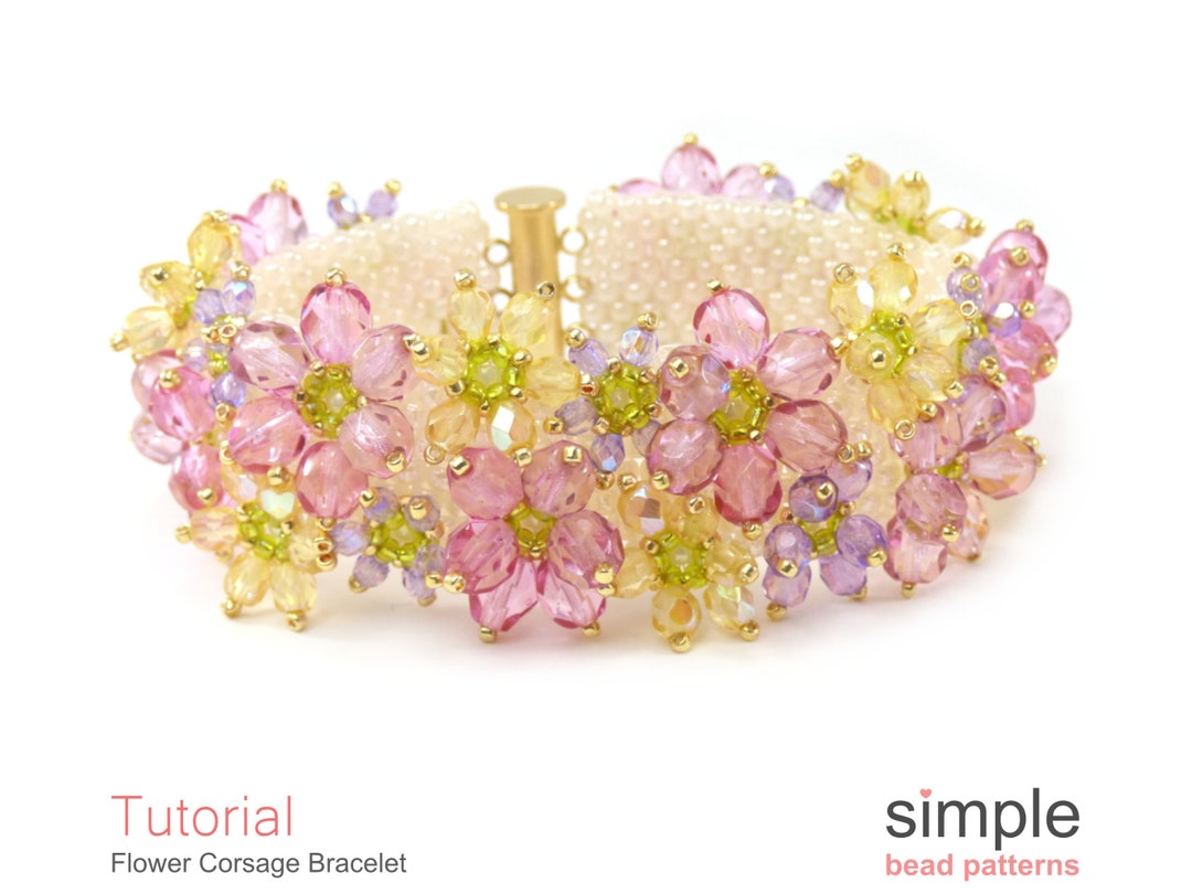 Beaded Flower Bracelet Pattern PDF: "flower Corsage Bracelet" Design - Etsy