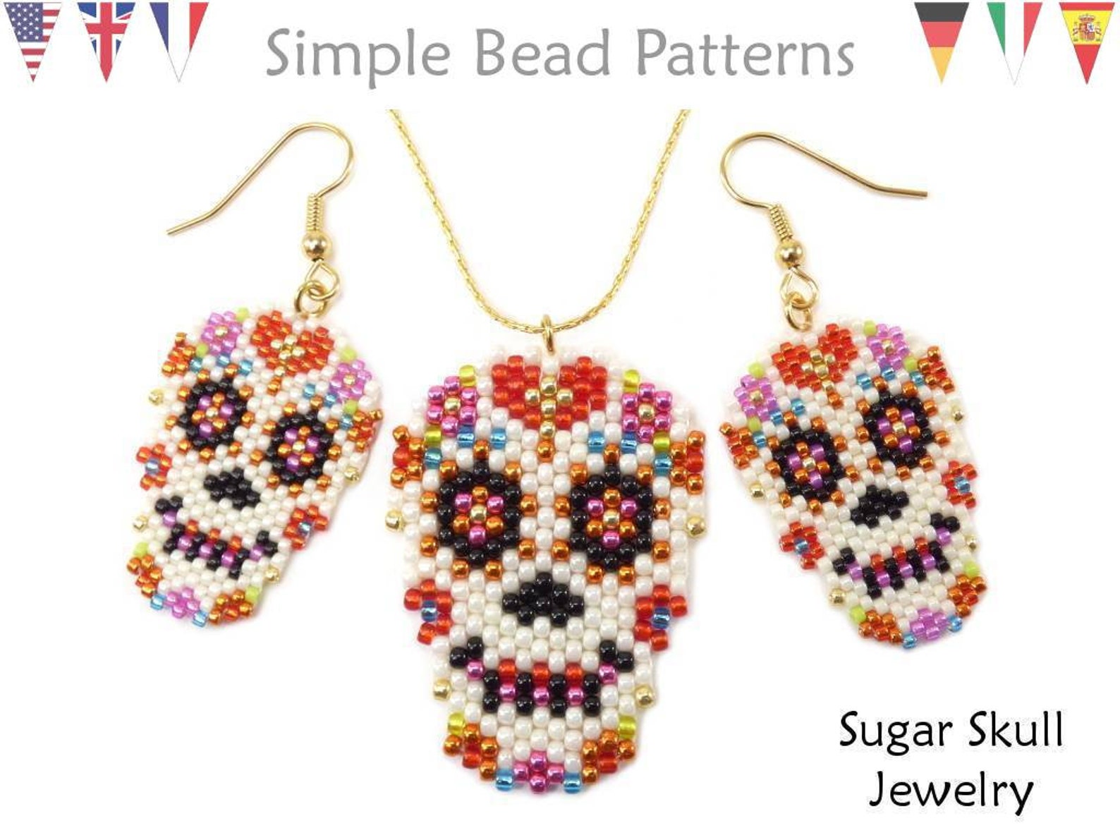 Beaded Sugar Skull Bead Patterns Halloween Beading Day of the | Etsy