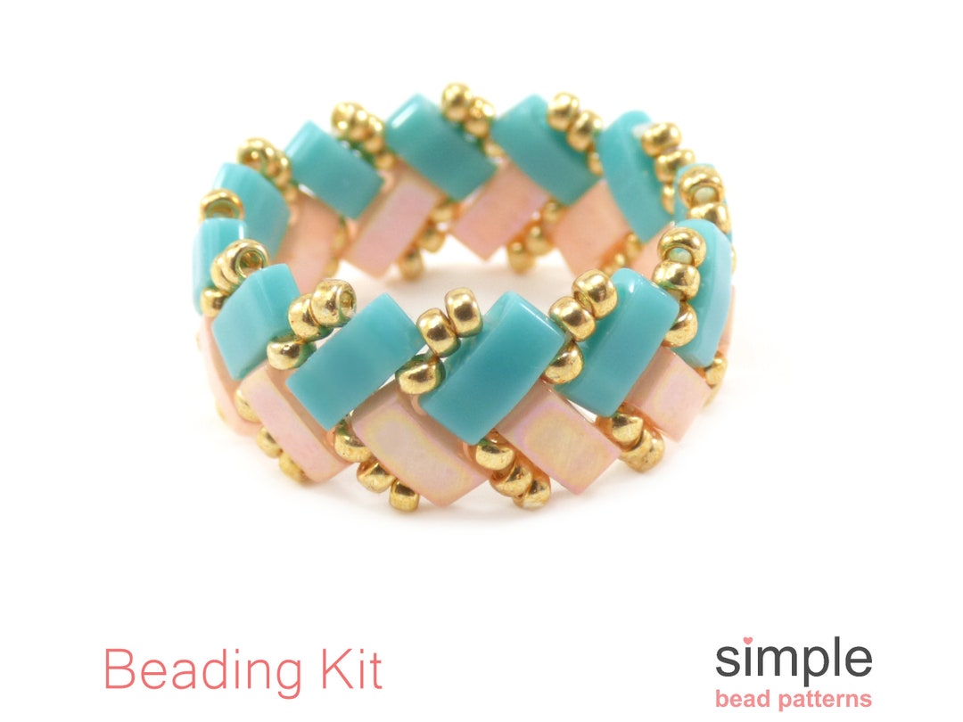 Beaded Ring Making Kit for Adults (in Turquoise, Coral, and Gold ...