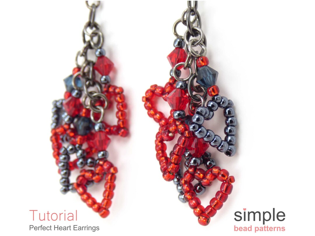 Beaded Heart Earrings Pattern, Beading Hearts Beadweaving Tutorial ...