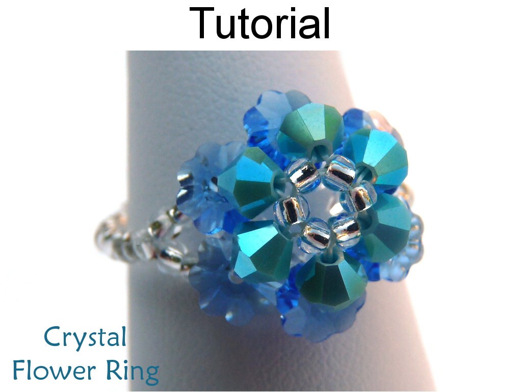 Swarovski Crystal Flower Ring Beading Tutorial Beaded Ring | Etsy