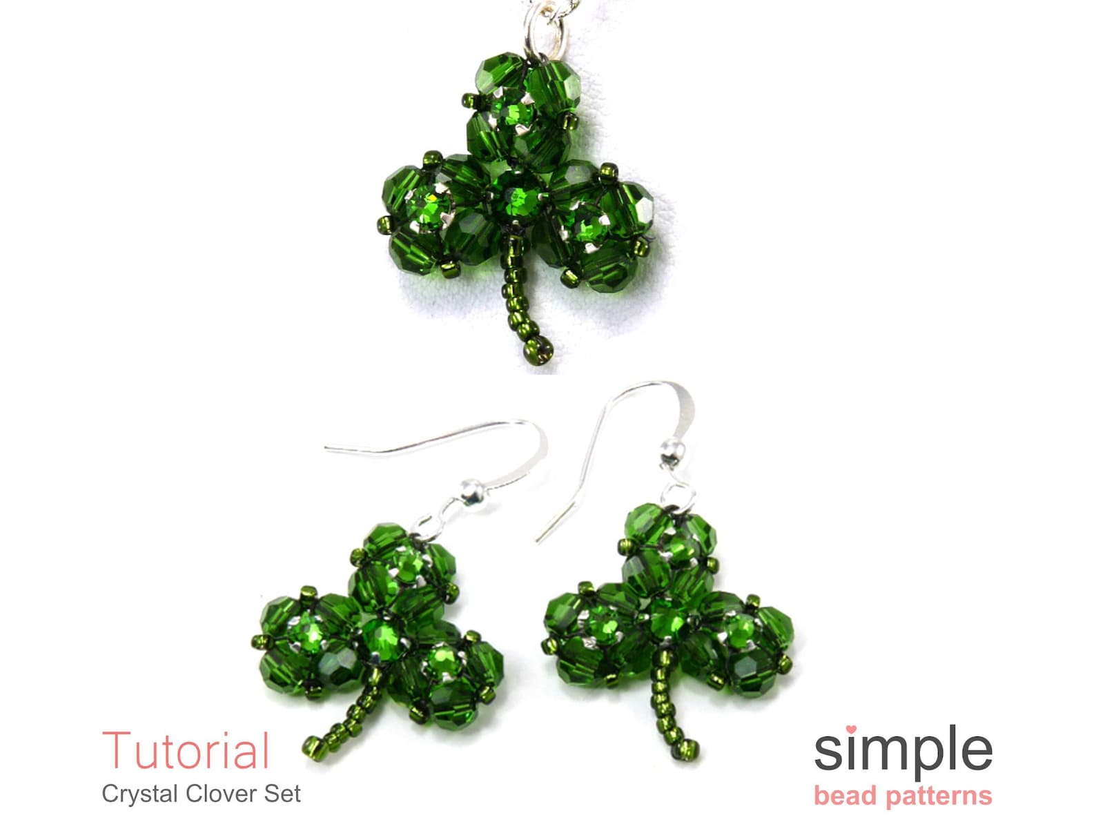 Beaded Shamrock Earrings & Necklace Beading Patterns Beaded - Etsy