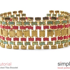 Tila and Half Tila Wide Beaded Bracelet Pattern, Half Tila Bead Patterns, Beadweaving Tutorial ...