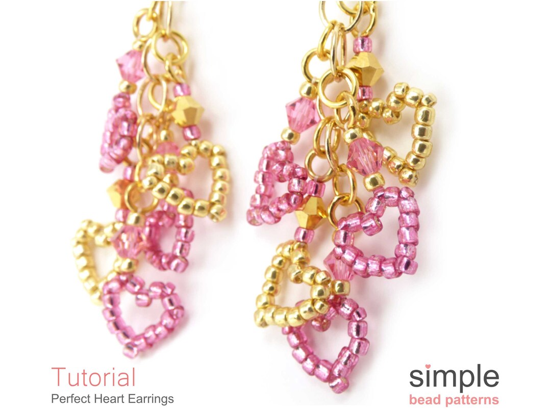 Beaded Heart Earrings Pattern, Beading Hearts Beadweaving Tutorial ...