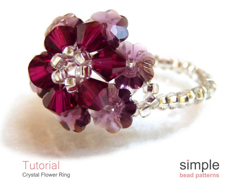 Swarovski Crystal Flower Ring Beading Tutorial Beaded Ring - Etsy