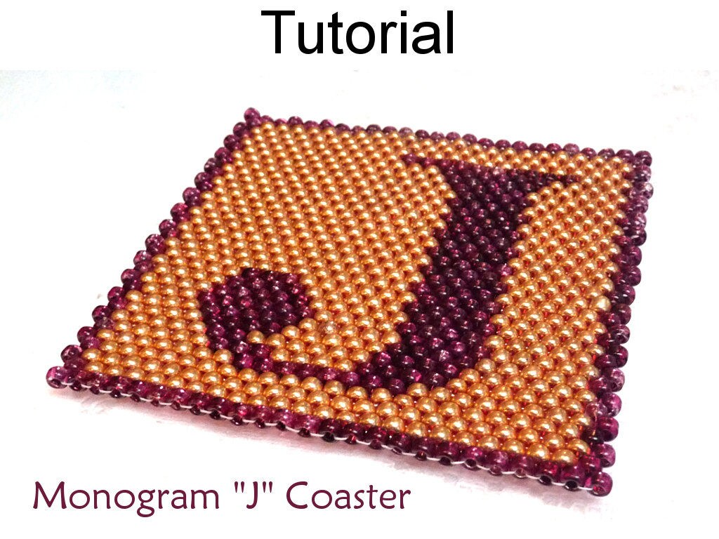 P-00264 Letter J Beaded Coaster Pattern Peyote Stitch Beading Pattern ...