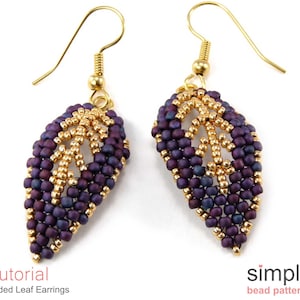 Diagonal Peyote Stitch Russian Leaf Earring Tutorial PDF: "gilded Leaf ...