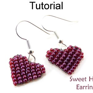 Beaded Heart Earrings Pattern Beading Hearts Beadweaving | Etsy