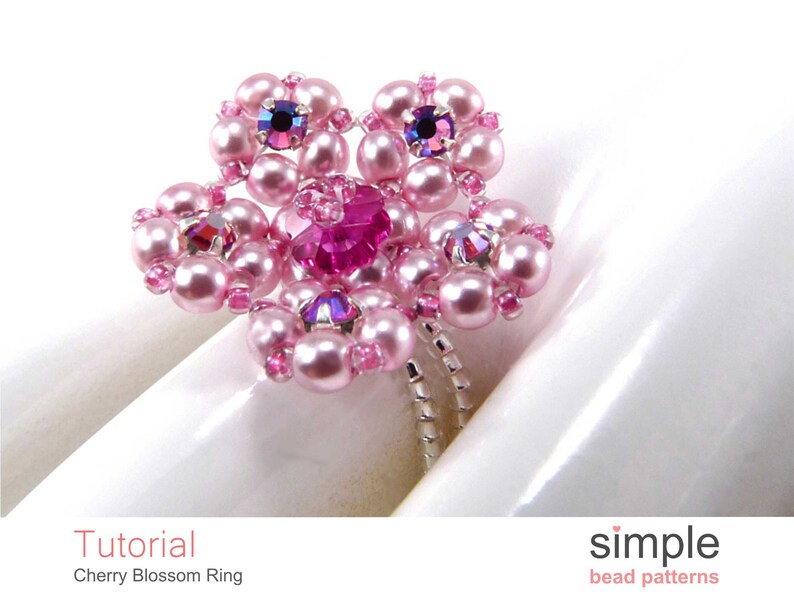 Cherry Blossom Ring Beading Tutorial Pattern Beaded Flower - Etsy