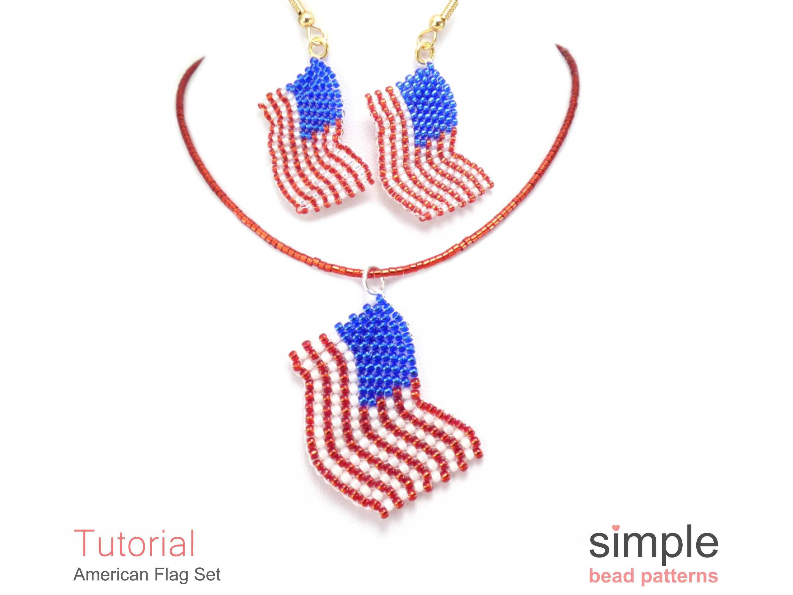 Beaded American Flag Earrings Pattern PDF: "american Flag Set" Design ...