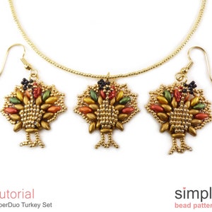 Beaded Turkey Earrings Pattern Tutorial, Superduo Earrings and Necklace ...