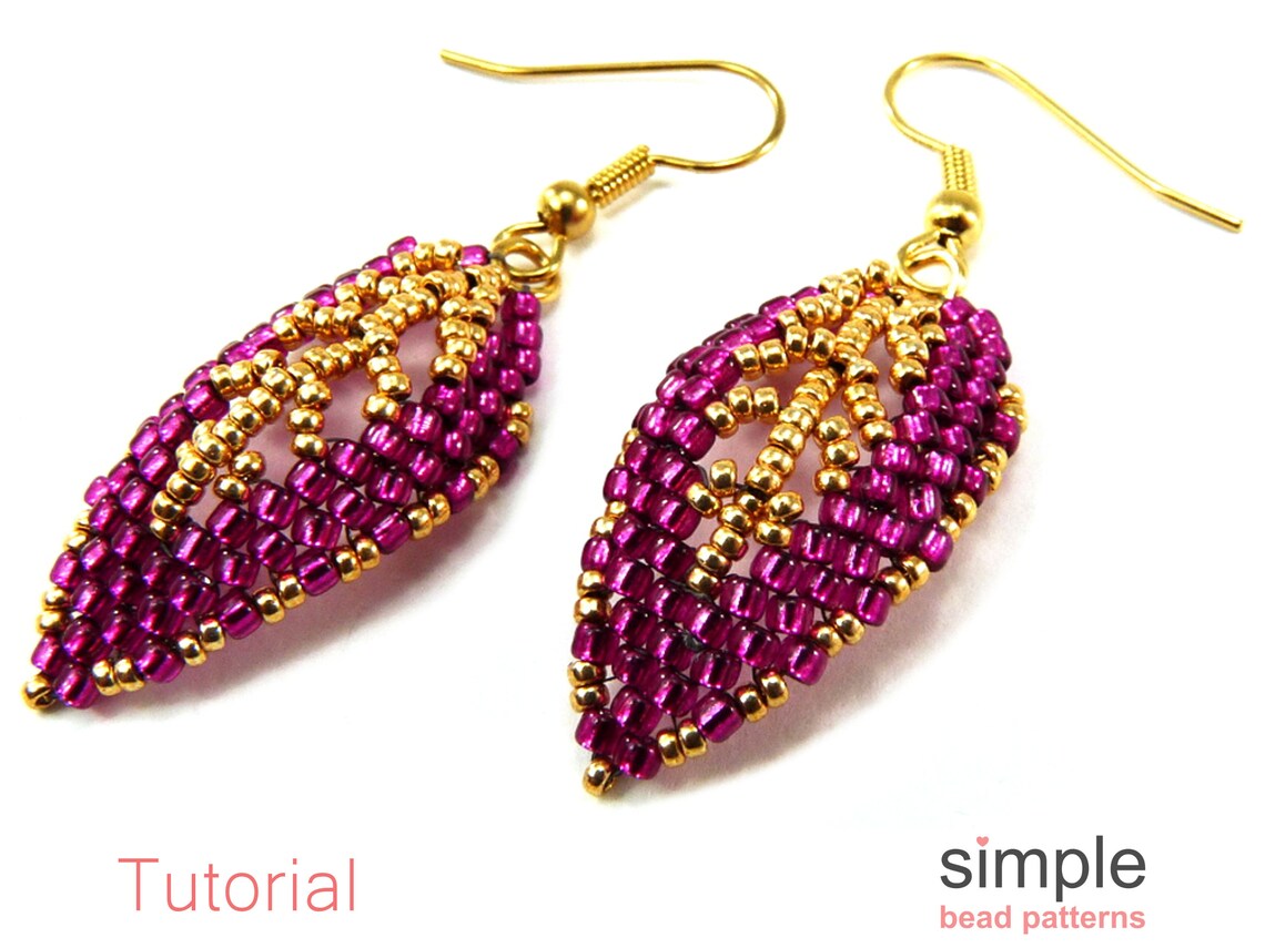 Russian Leaf Earrings Beading Pattern Beaded Earrings | Etsy