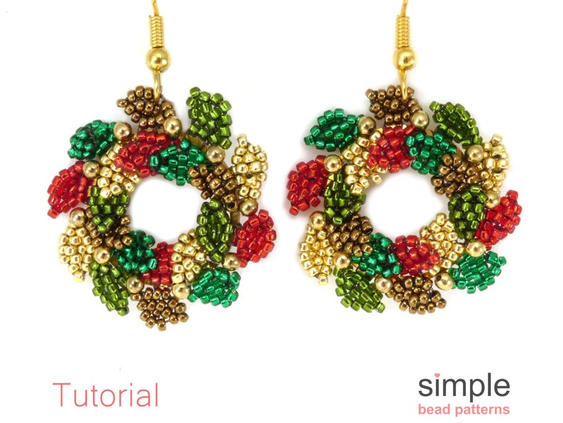 Christmas Wreath Seed Bead Patterns Earrings Beaded Wreath | Etsy