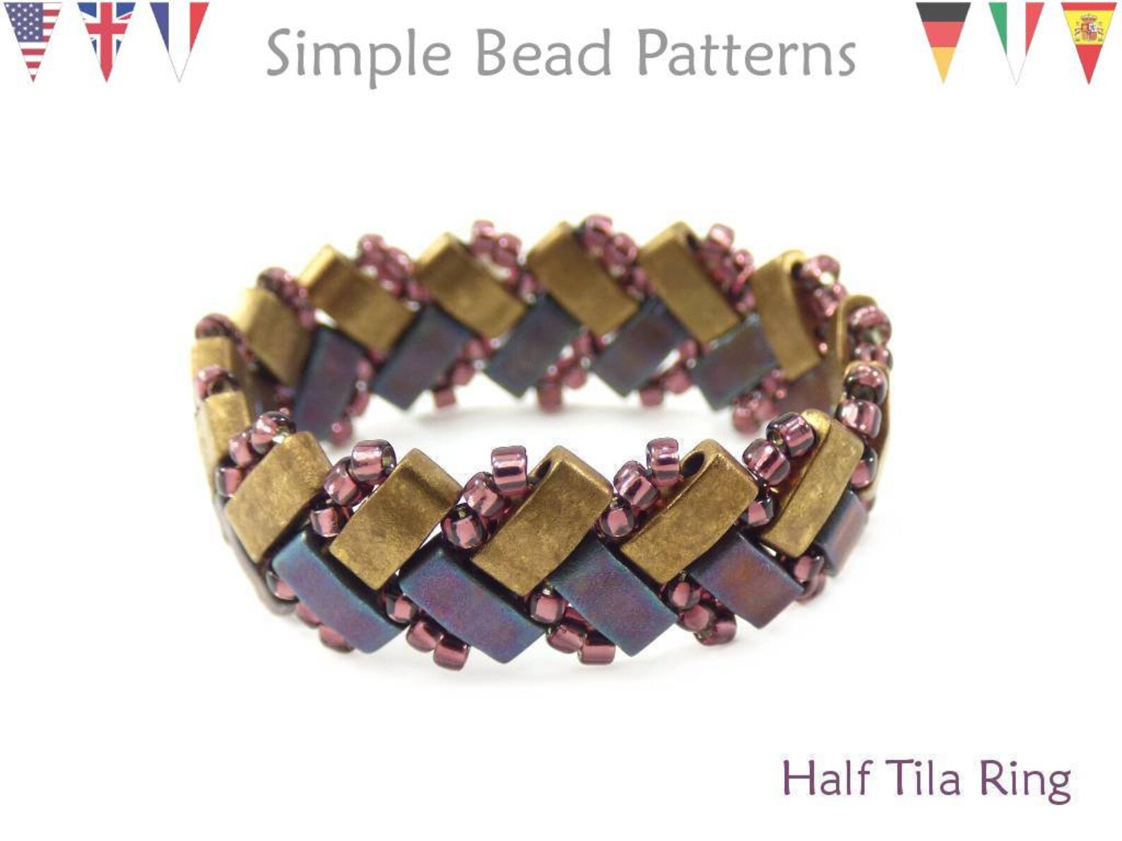DIY Beaded Rings Pattern Half Tila Beading Tutorials and | Etsy