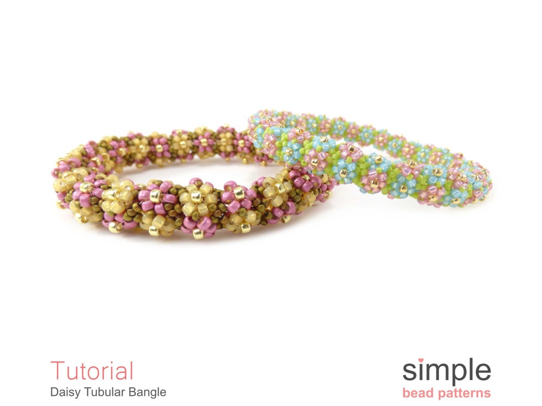 Daisy Chain Beaded Bracelet Tutorial, Daisy Stitch Beaded Bangle ...